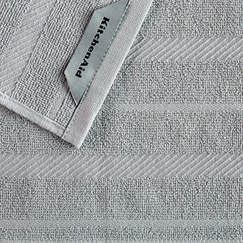 KitchenAid Albany Dishcloth 8 Pack Set, Matte Grey/White, 12"x12"