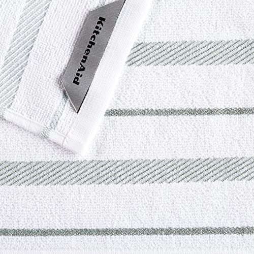 KitchenAid Albany Dishcloth 8 Pack Set, Matte Grey/White, 12"x12"