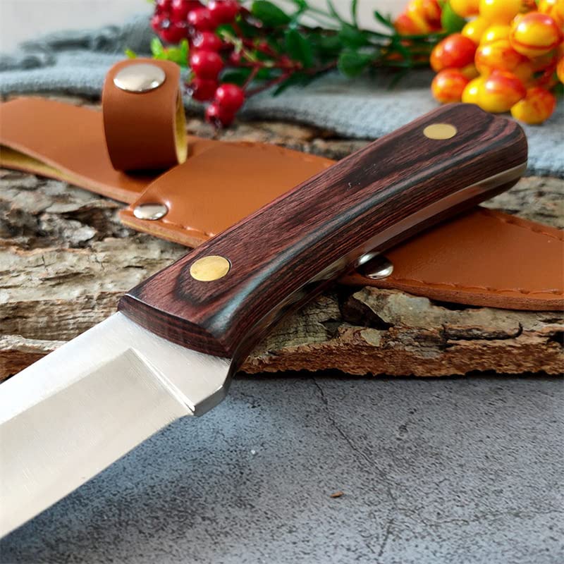 Meat Cleaver Knife, Outdoor camping knife split deboning stainless steel household fruit knife outdoor small kitchen knife (Color : A with cover)