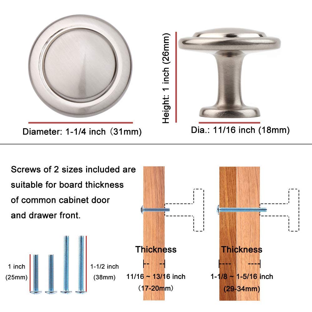 KOOFIZO Stepped Round Cabinet Knob - Oil Rubbed Bronze Pull Handle (Dia.31mm / 1.2 Inch), 10-Pack for Kitchen Cupboard Door, Bedroom Dresser Drawer, Bathroom Wardrobe Hardware