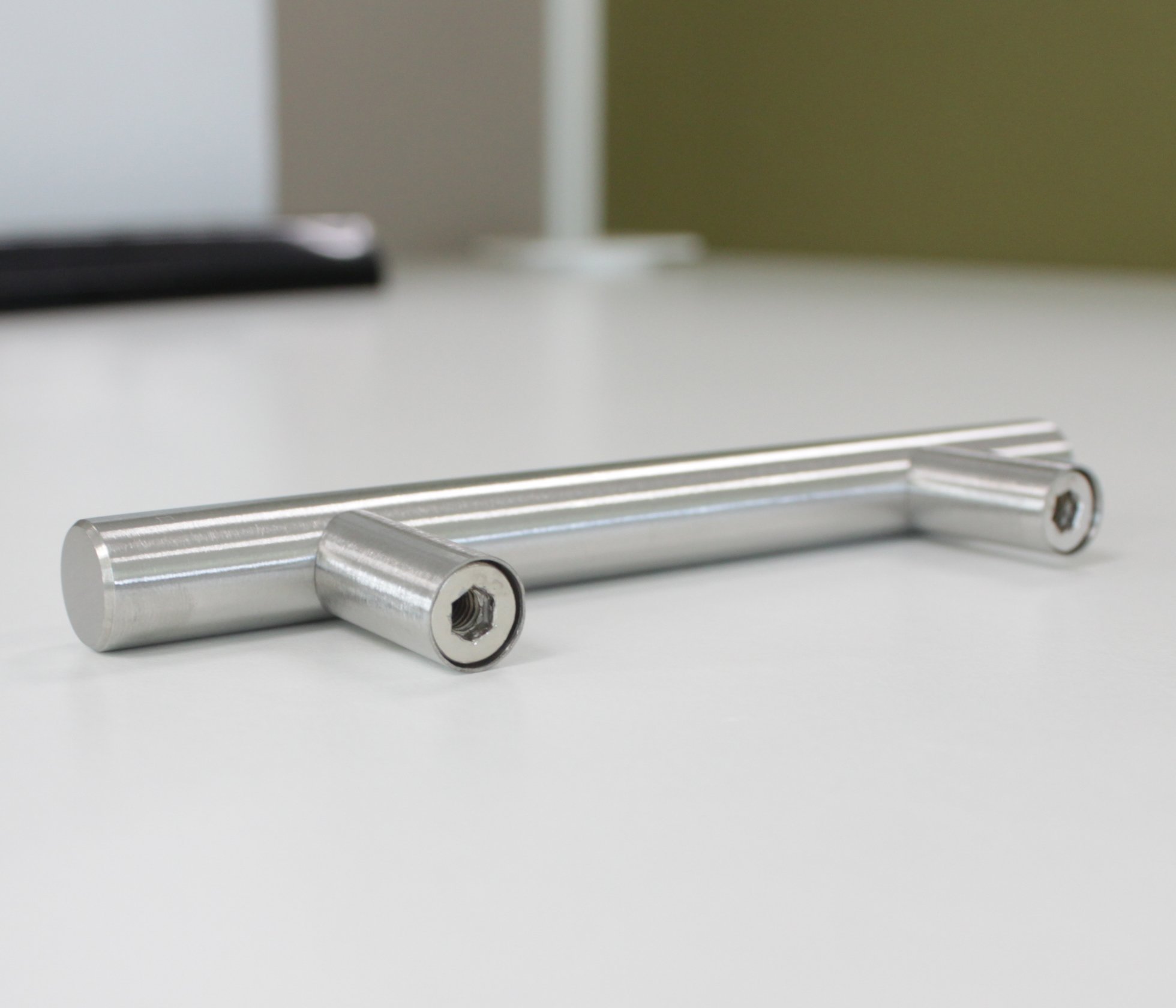 Gobrico 50 Pack Brushed Nickel Cabinet Pulls, Euro Style T Bar Cabinet Handles, Satin Nickel Dresser Drawer Pulls - 3" Hole Centers