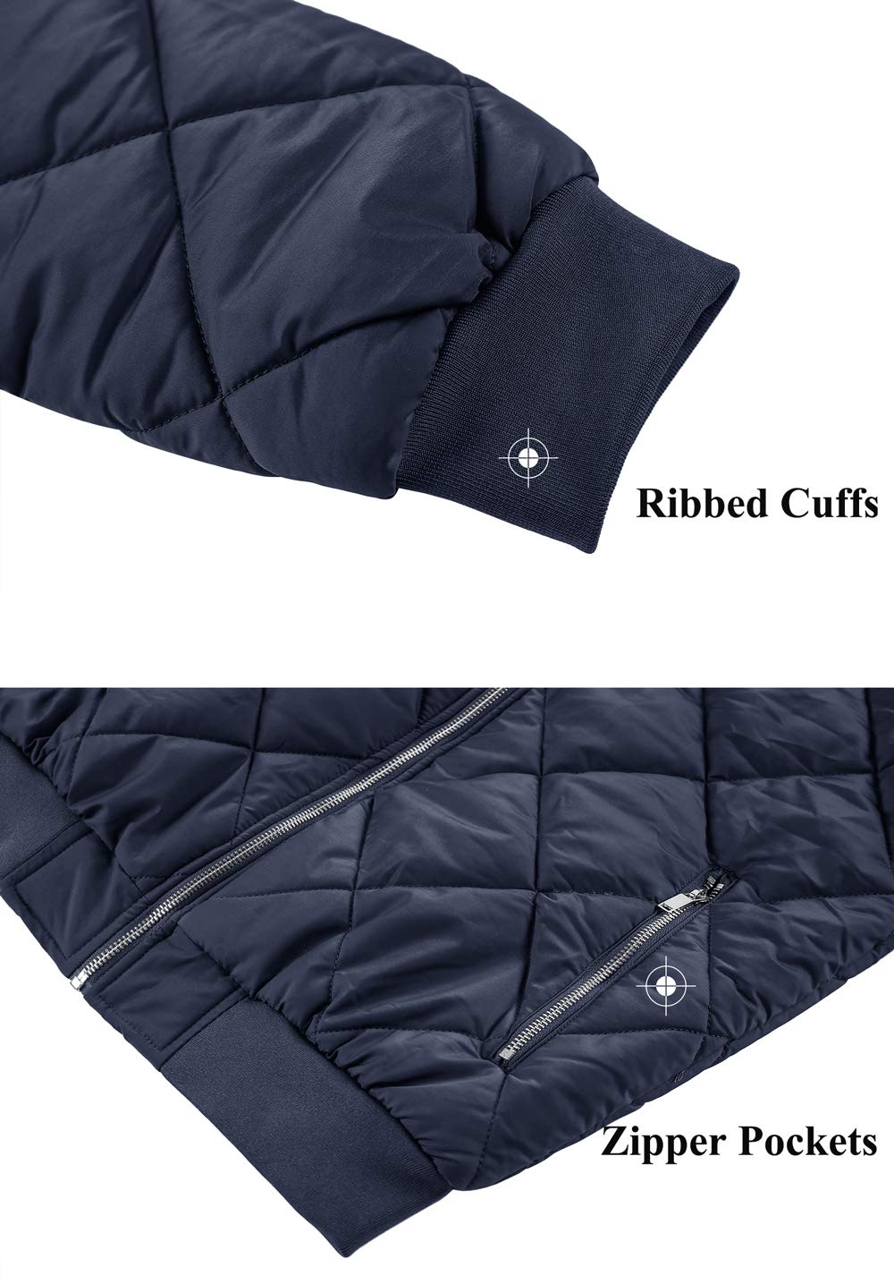 TACVASEN Men's Padded Jackets Winter Full Zipper Fleece Casual Bomber Varsity Coat Navy M