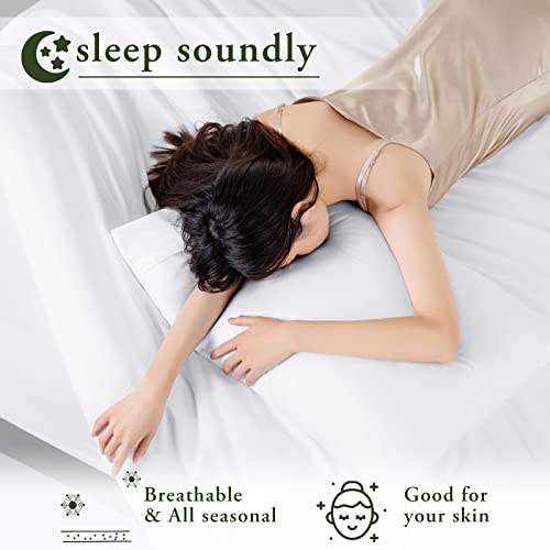 LBRO2M 1000 Thread Count 100% Egyptian Cotton Queen Size Sheets Set,Wrinkle Breathable Bed Sheet 4 Piece Sets,16 Inches Deep Pocket,Bedding Soft Comforterble,Sateen Weave Long Staple,White