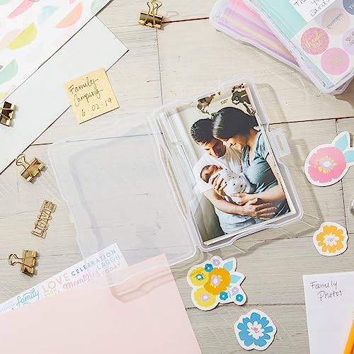 Bright Creations 24 Photo Storage Boxes for 4x6 Pictures - Photo Organizer Containers with 40 Blank Labels - Clear, 64 Total Pieces - Picture Storage Containers