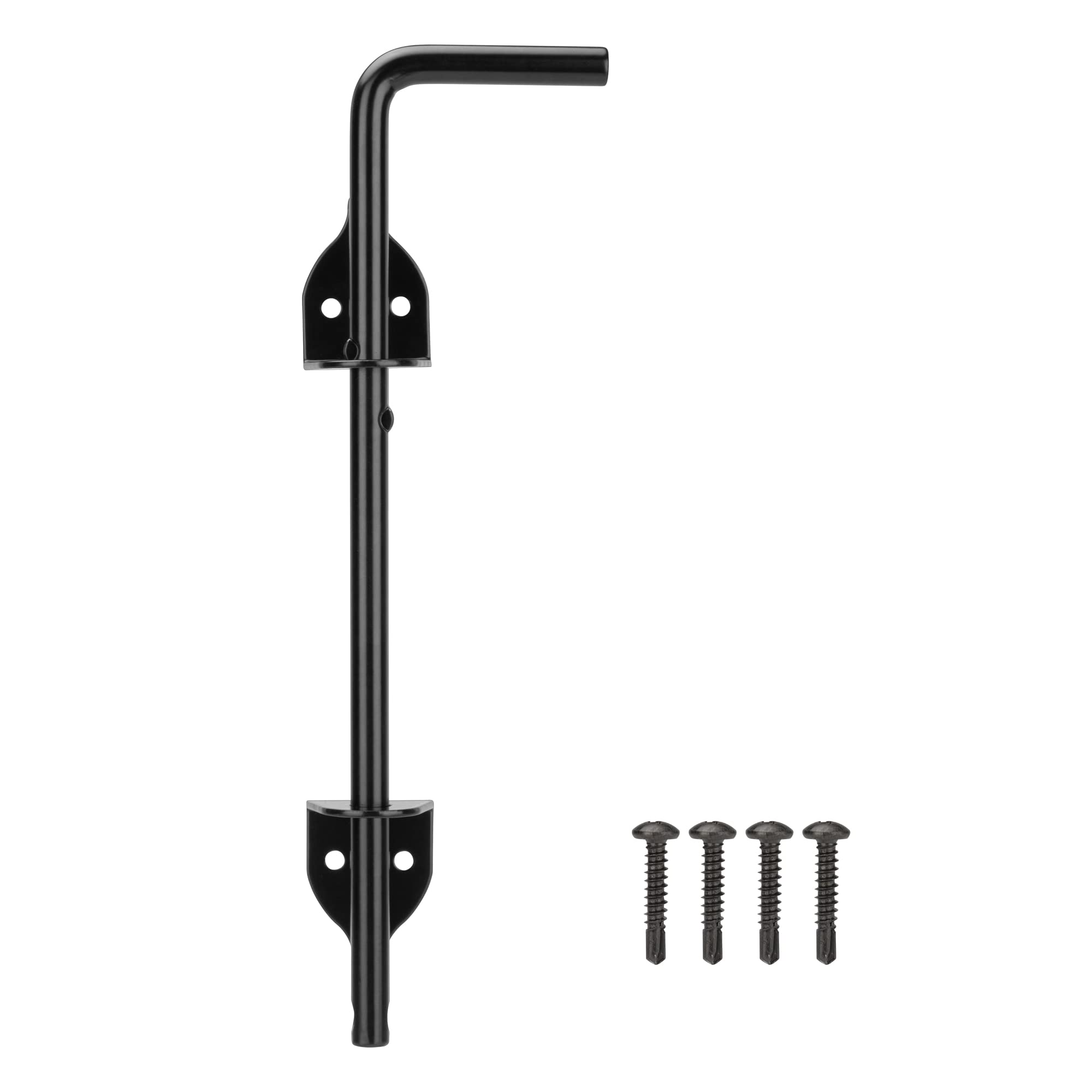 SANKINS 12" Cane Bolt Drop Rod Heavy Duty Gate Hardware Black Solid Steel Gate Ground Latch for Wood PVC Vinyl Metal Gates Fences Doors, Holding Gate to The Ground (1Pack)