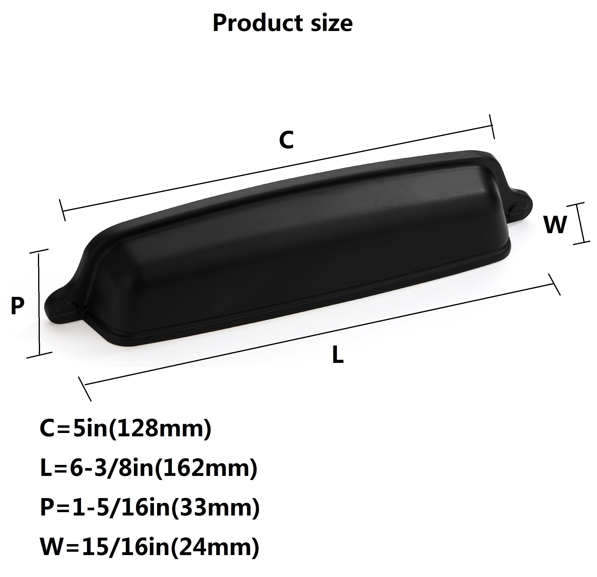 khtumeware 10 Pack 5 inch(128 mm) Drawer Pulls Matte Black Cabinet Cup Pulls Cabinet Hardware Kitchen Cabinet Handles Bin Cup Pulls Cup pulls for Kitchen cabinets.