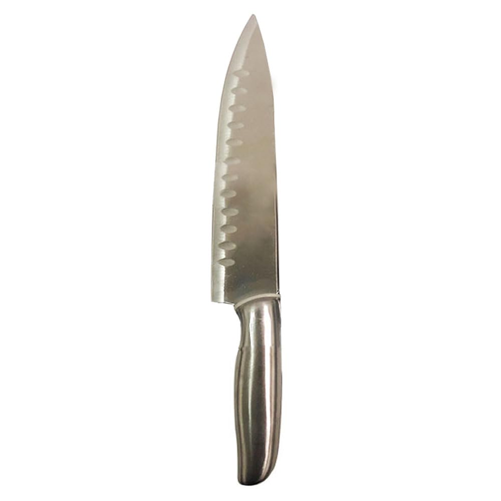 1 Pc Santoku Knife Sharp Japanese Kitchen Cooking Chef Sushi Fish Meat Vegetable 12.5" Long Stainless Steel Sharp Blade Scalloped Hollow Edge Ergonomic Handle Cutter Slicer Sashimi Gourmet Kitchen
