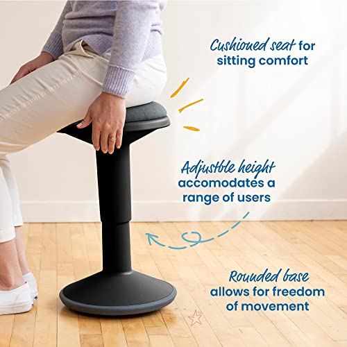 ECR4Kids Sitwell Wobble Stool with Cushion, Adjustable Height, Active Seating, Black