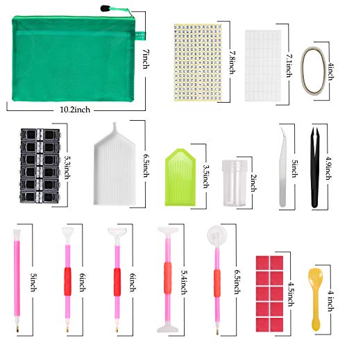 HOHOTIME 60 Slots Diamond Painting Storage Containers,142pcs 5D Diamond Painting Accessories Kit for Diamond Art Craft Jewelry Beads Organizer,Diamond Art Storage for DIY Art Craft