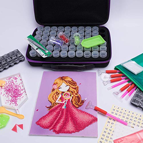 HOHOTIME 60 Slots Diamond Painting Storage Containers,142pcs 5D Diamond Painting Accessories Kit for Diamond Art Craft Jewelry Beads Organizer,Diamond Art Storage for DIY Art Craft