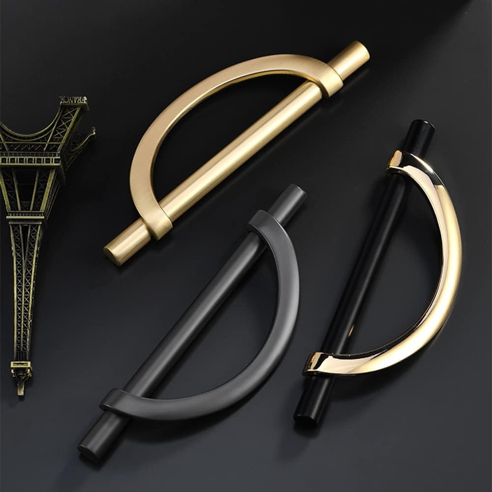 DAPANIY Brushed Gold Cabinet Pulls Drawer Pulls, Half Moon Shape Pulls Gold Drawer Dresser Kitchen Handles Antique Cupboard Door Handles, 4Packs 3.75inch