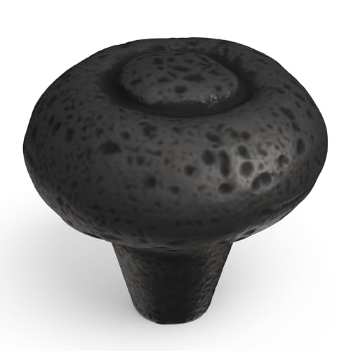 Hickory Hardware 1 Pack Solid Core Kitchen Cabinet Knobs, Luxury Cabinet and Dresser Knobs, Handle Pulls for Doors & Drawers, 1-1/2 Inch, Black Iron, Refined Rustic Collection