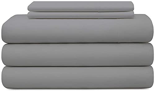 Cotton Bed Sheets 5 Piece Split Set 400 Thread Count 100% Extra Long Staple Luxurious & Hypoallergenic Bedding Hotel & Home Collection Deep Pocket 10-18 inches (Split King, Light Grey Solid)