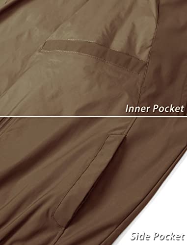 EKLENTSON Mens Jackets Lightweight Collared Golf Bomber Varsity Jackets for Men, Brown, X-Large