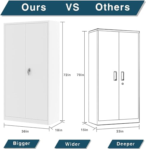 GangMei Metal Storage Cabinet, Lockable Storage Cabinet with Doors and 4 Adjustable Shelves, 72" Tall Garage Cabinets for Home, Office, Classroom, Garage (Gray, Assembly Required)