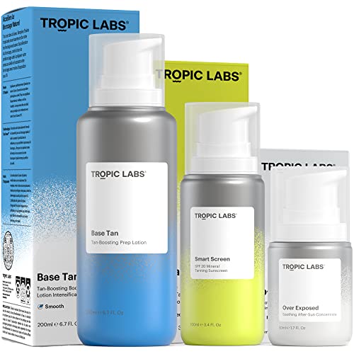 TROPIC LABS Island Time Bundle | Full Size | 3-Step Tan Boosting System | Tan Accelerator Lotion, Mineral Zinc Oxide Tanning Sunscreen and Soothing Aftersun