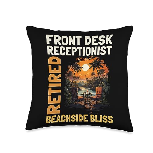 FRONT DESK RECEPTIONIST Gifts Front Desk Receptionist-Funny Retirement Throw Pillow, 16x16, Multicolor