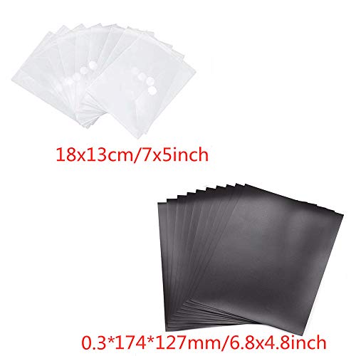 10 Pack 6.8x4.8" Magnetic Sheets with 10 Pack 5x7" Stamp & Die Storage Pockets Set for Cutting Dies Stencil Album Stamp Crafts Store and Organize All of Your Metal Cutting Dies On Single Side