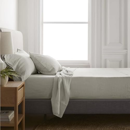 Talasily Linen Sheets Queen Linen Bed Sheet, 4 Piece Breathable Linen Cotton Sheets Queen Size Set, Linen Cotton Blend Sheets for All Seasons- Deep Pockets, Easy-Fit, (Queen, Beige)