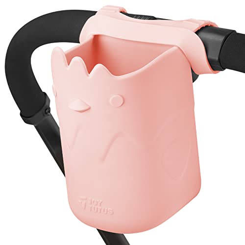 JOYTUTUS Universal Stroller Cup Holder, Cutie Holder Silicone Phone Holder Organizer for Stroller, Bike, Treadmill, Walker, Boat, Lawn Chairs (Pink)