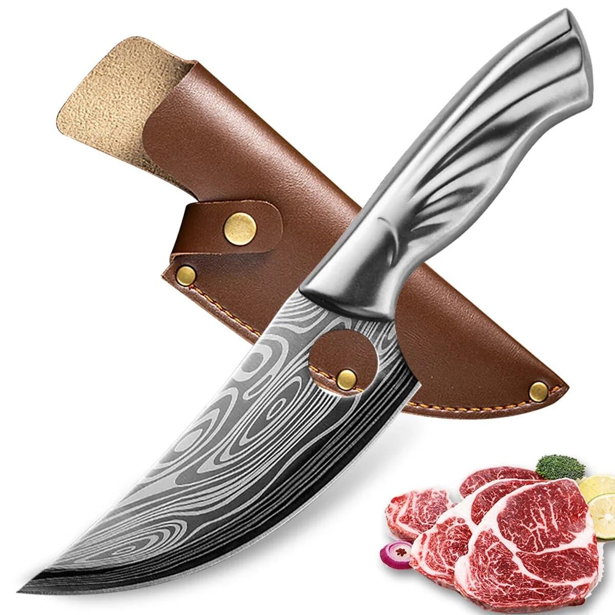 Cleaver Knife,Meat Cleaver, Boning Knife For Kitchen Stainless Steel Cleaver Meat Fruit Boning Fishing Hunting Camping Kitchen Chef Knife (Color : Knife with Cover)