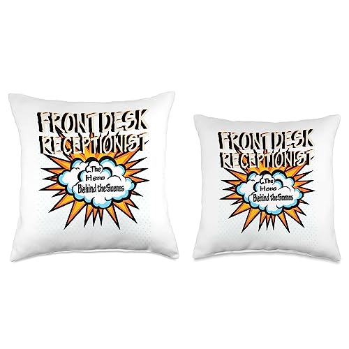 FRONT DESK RECEPTIONIST Gifts Front Desk Receptionist-Funny Hero Job Throw Pillow, 16x16, Multicolor