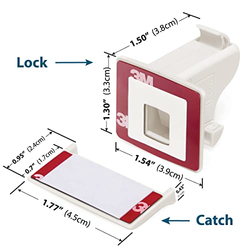 Cabinet Locks for Babies Magnetic (20 Locks 3 Ring Keys) - RovingCove Child Proof Cabinet Latches and Drawer Locks, Child Safety and Baby Proofing Locks, 3M Adhesive Pre-Taped, Ivory White