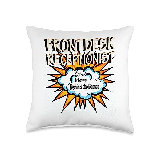 FRONT DESK RECEPTIONIST Gifts Front Desk Receptionist-Funny Hero Job Throw Pillow, 16x16, Multicolor
