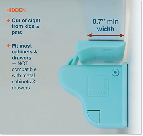 Cabinet Locks for Babies Magnetic (20 Locks 3 Ring Keys) - RovingCove Child Proof Cabinet Latches and Drawer Locks, Child Safety and Baby Proofing Locks, 3M Adhesive Pre-Taped, Ivory White