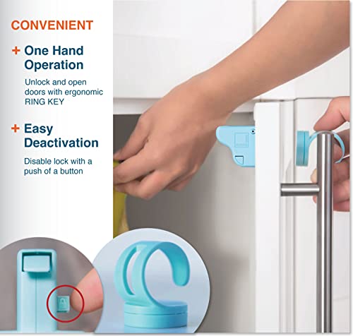 Cabinet Locks for Babies Magnetic (20 Locks 3 Ring Keys) - RovingCove Child Proof Cabinet Latches and Drawer Locks, Child Safety and Baby Proofing Locks, 3M Adhesive Pre-Taped, Ivory White