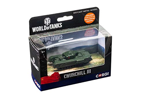 Corgi Diecast World of Tanks Churchill MK III Tank with in Game Codes Military Fit The Box Scale Model WT91204 Dark Army Gray