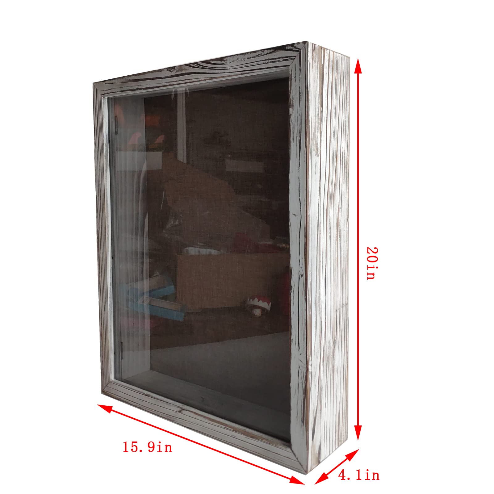 WANLIAN Shadow Box Frame16x20, Extra Large Shadow Boxes Display Cases Wooden Linen Back, Wall-Mounted Deep Display Box Picture Frame for Photos Memorabilia Wedding Jersey Medals Antique (White)