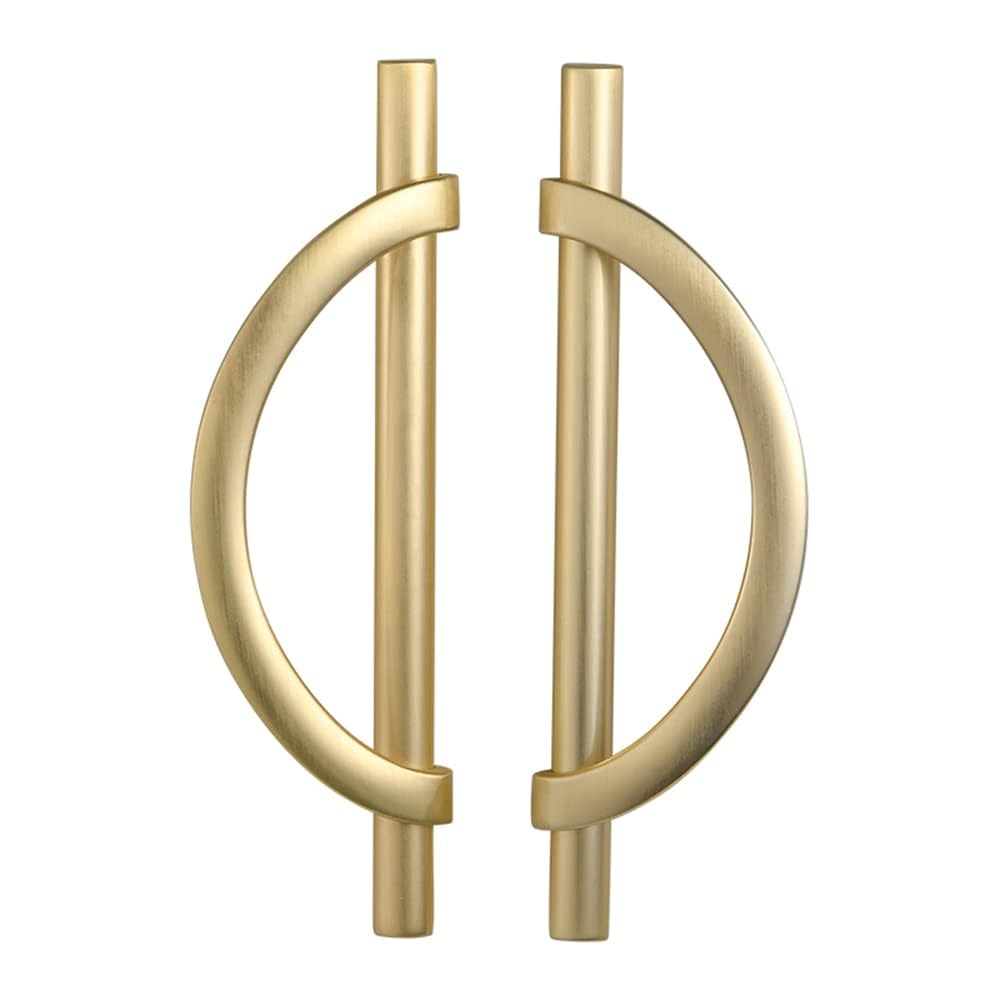 DAPANIY Brushed Gold Cabinet Pulls Drawer Pulls, Half Moon Shape Pulls Gold Drawer Dresser Kitchen Handles Antique Cupboard Door Handles, 4Packs 3.75inch