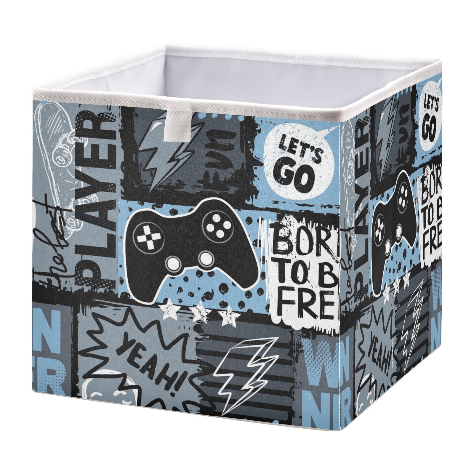 QUGRL Urban Game Joystick Storage Bins Organizer Video Games Foldable Clothes Storage Basket Box for Shelves Closet Cabinet Office Dorm Bedroom 15.75 x 10.63 x 6.96 in