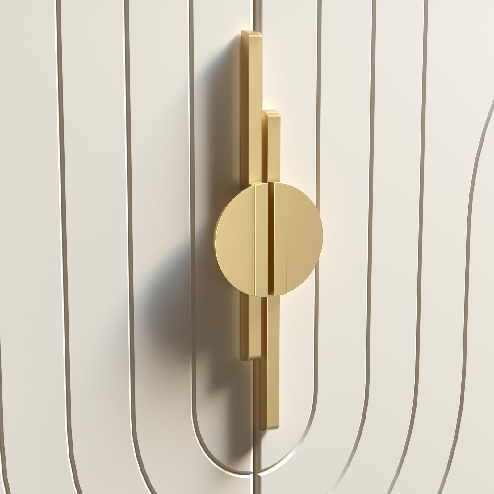 homdiy 2 Pack Half Moon Cabinet Pulls Gold Drawer Pulls Semicircle Cabinet Handles Brushed Gold Modern Hardware for Dresser Bathroom 5 inch (128mm) Hole Center