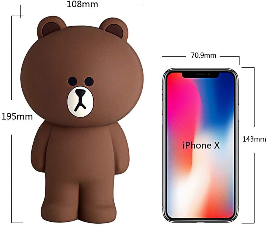 Pencil Case 3D Silicone Cartoon Cute Brown Bear Storage Box with Back Zipper Portable Hand-held Wallet Students Stationery Pen Holders Cosmetic Makeup