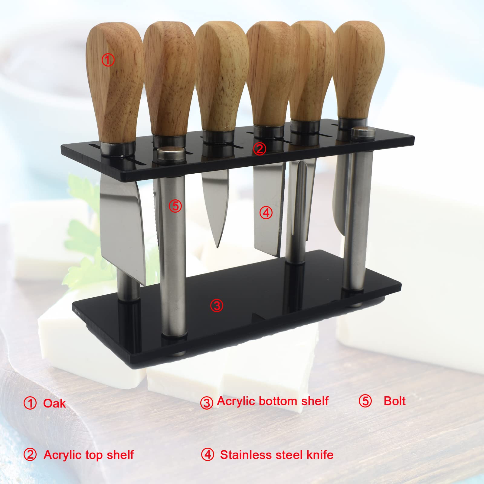 TSGANGY Cheese Knife Set, Cheese Accessories Spread All Kinds of Hard and Soft Cheese Tool, Acrylic Shelves Are used for Storage Management …