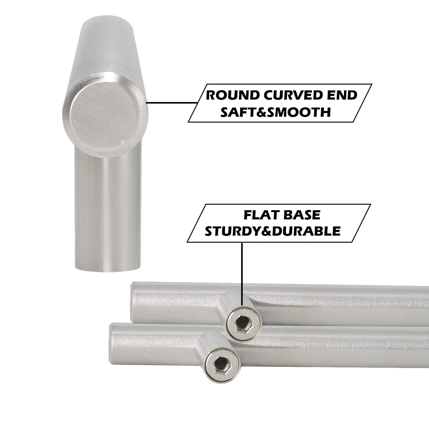 Gobrico 50 Pack Brushed Nickel Cabinet Pulls, Euro Style T Bar Cabinet Handles, Satin Nickel Dresser Drawer Pulls - 3" Hole Centers
