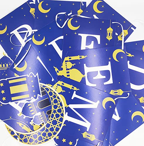 PTFNY Ramadan Kareem Banner Muslim Ramadan Mubarak Bunting Banner Garland Ramadan Kareem Decorations for Islamic Ramadan Eid Festival Celebration Mantle Fireplace Wall Party Decorations