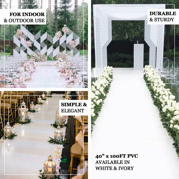 Efavormart 40" x 100ft PVC Aisle Runner-White, Carpet for Party, Birthday, Banquet, Restaurant Decoration