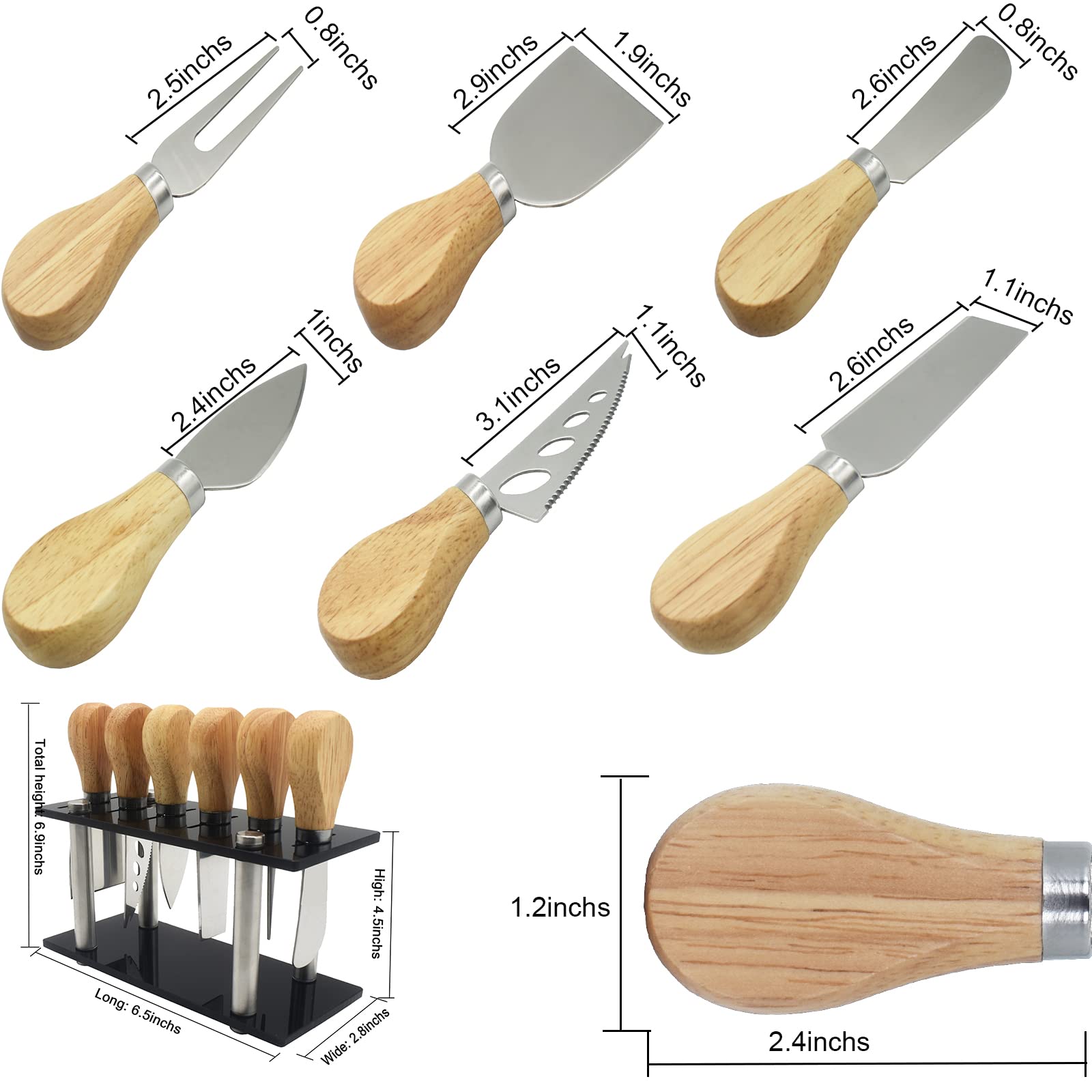 TSGANGY Cheese Knife Set, Cheese Accessories Spread All Kinds of Hard and Soft Cheese Tool, Acrylic Shelves Are used for Storage Management …