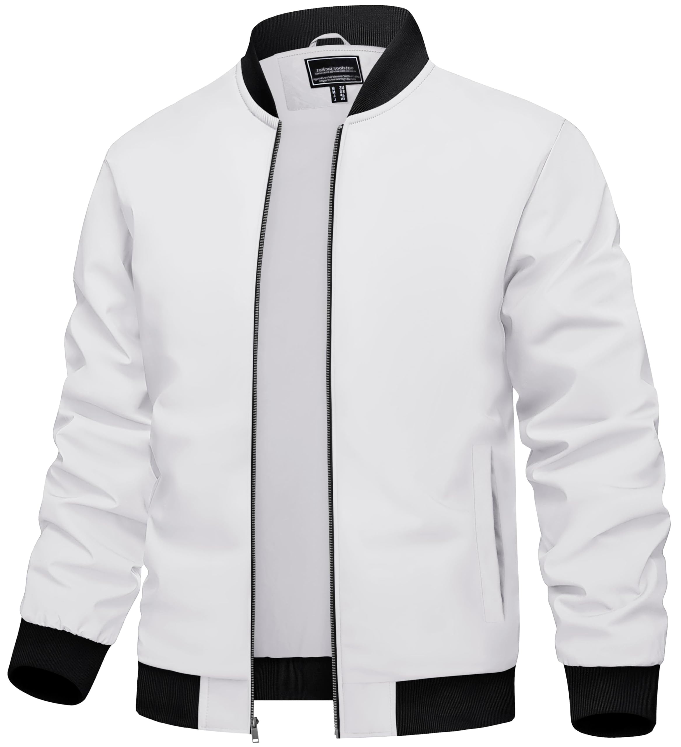 TACVASEN Mens Jackets Casual Stylish Varsity Jackets for Men Fashion Men's Windproof Bomber Jackets Mens Lightweight Jackets Track Jacket Men White M