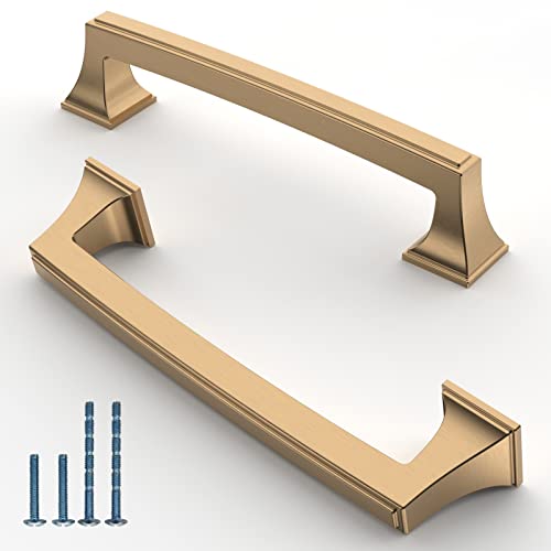 KNOKLOCK 10 Pack 5 Inch(128mm) Kitchen Cabinet Handles Champagne Bronze Cabinet Pulls Gold Kitchen Cabinet Hardware Drawer Pulls for Dresser Cupboard Wardrobe