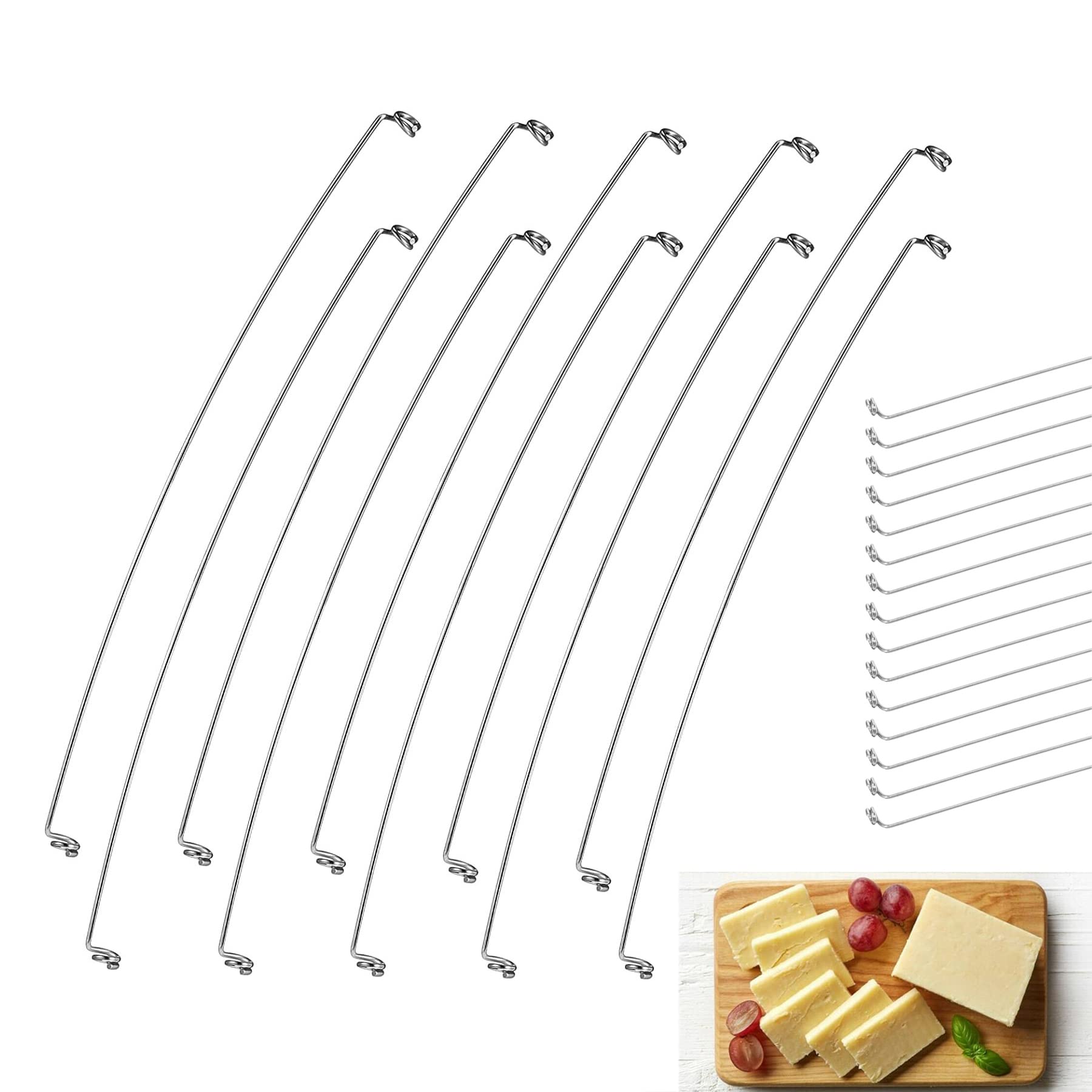 TorSor 10 Pack Cheese Slicer Wire Replacement Cheese Cutter Wires Repair Stainless Steel 14cm 5.5 Inch Knife Blade Refill for Block Cheese Slicers Board Cutting Pie Ham Home Restaurant Kitchen