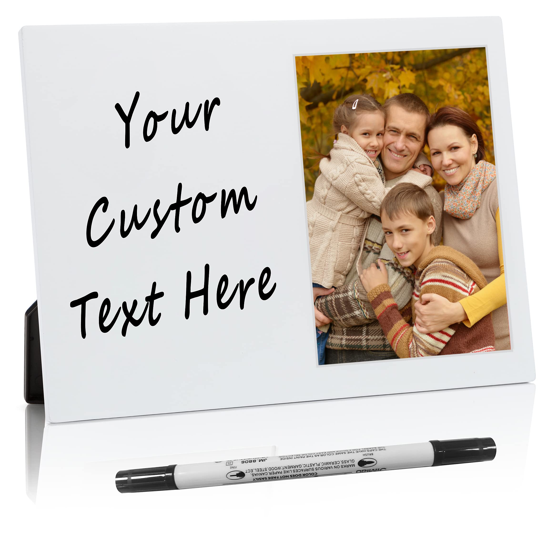 Lnzong Personalized Wood Picture Frame, Memorial Gifts for Mother Father Baby Friends Family Pet, White Photo Frame for 4x6 picture with Signature Space - Horizontal/Vertical Display on Table or Wall