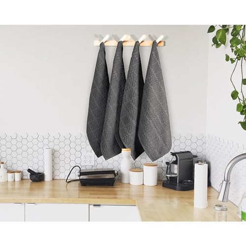 RIANGI Set of 6 Kitchen Towels, 16x26 Inches - Grey Dish Towels for Tea, Drying Dishes, Cotton Cloth Hand Towels for Bar - Gray Dish Towels for Kitchen