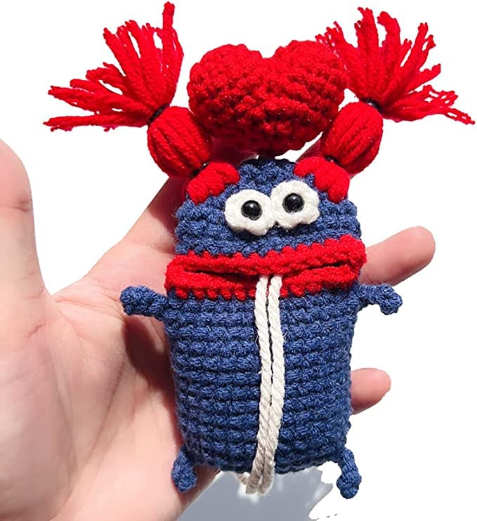 OVNMFH Handmade Crochet Key Case/Holder, Cute Crochet Sausage Mouth Car Key Case, Hand Knitting Yarn Crochet Key Case, Unique (15)