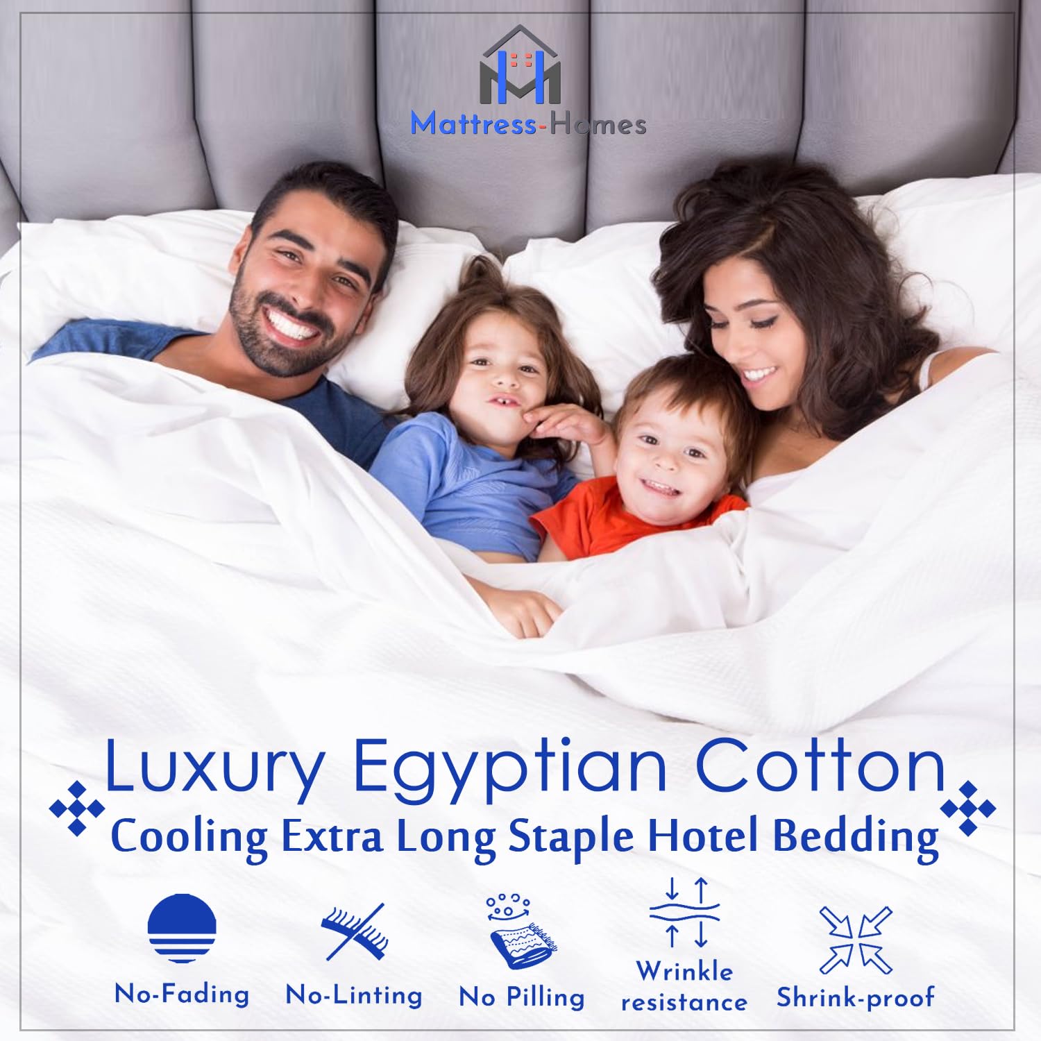 Mattress-Homes Queen 600 Thread Count 100% Cotton Sateen Weave Sheet Set, White Solid, 4 Piece
