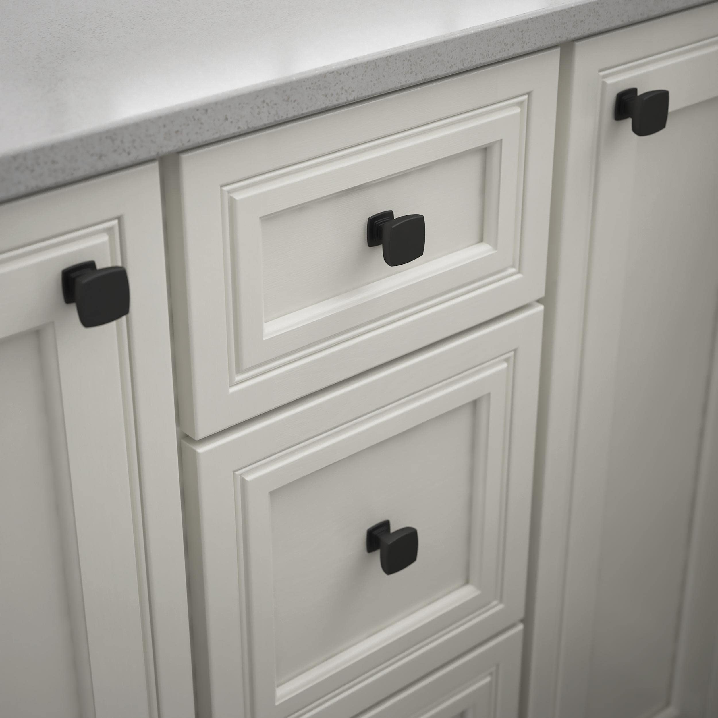 Franklin Brass Parow Cabinet Knob, Matte Black, 1-1/8 in (29mm) Dresser Drawer Pull, 10 Pack, P29542Z-FB-B