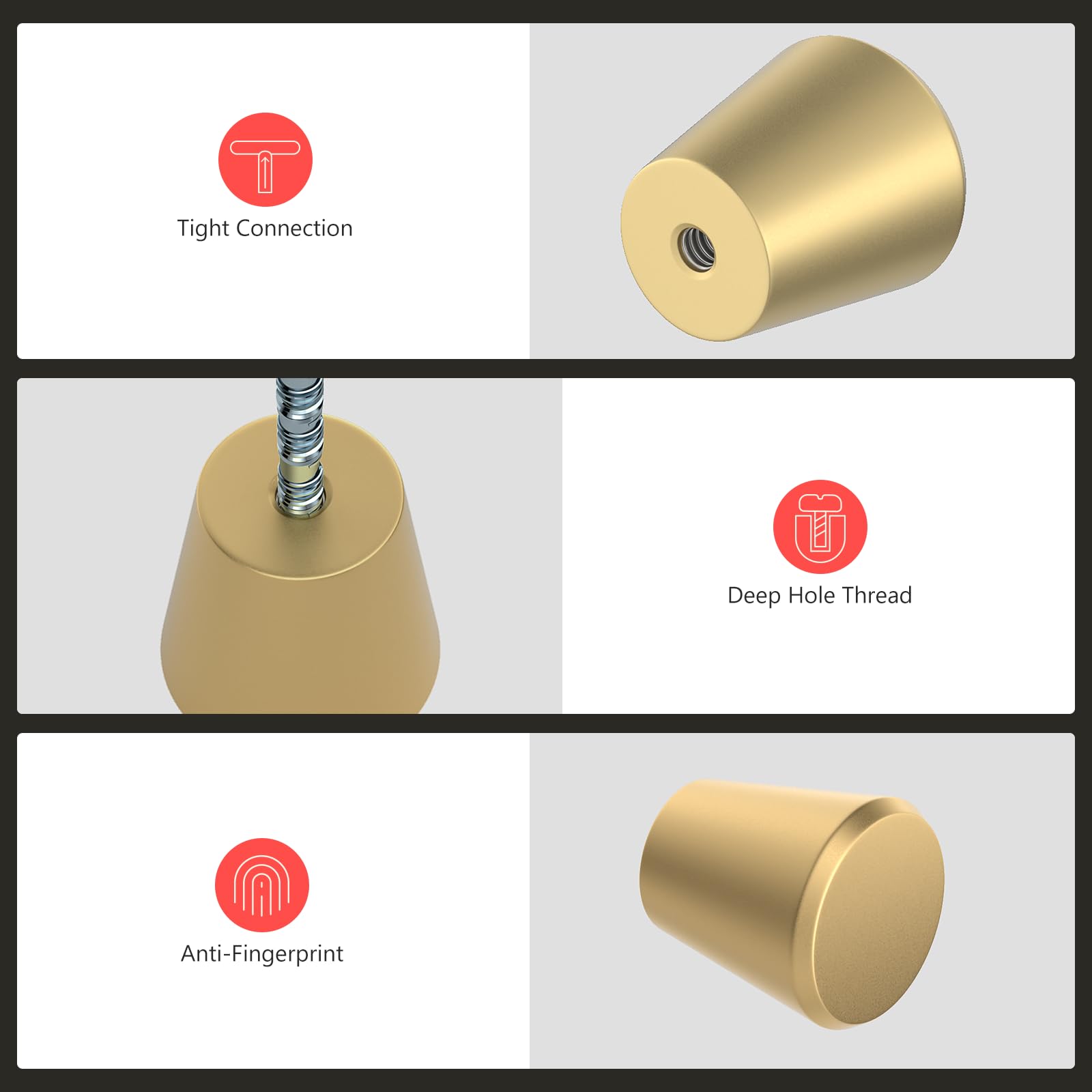 homdiy 5 Pack Brushed Brass Cabinet Knobs Gold Dresser Drawer Round Knobs for Kitchen Cabinet Hardware